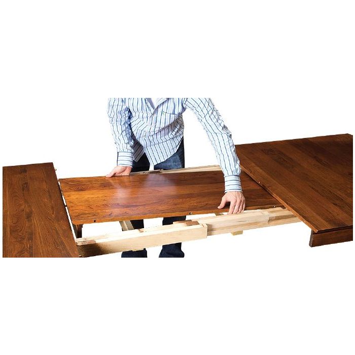 Kitchen table with self storing leaf store
